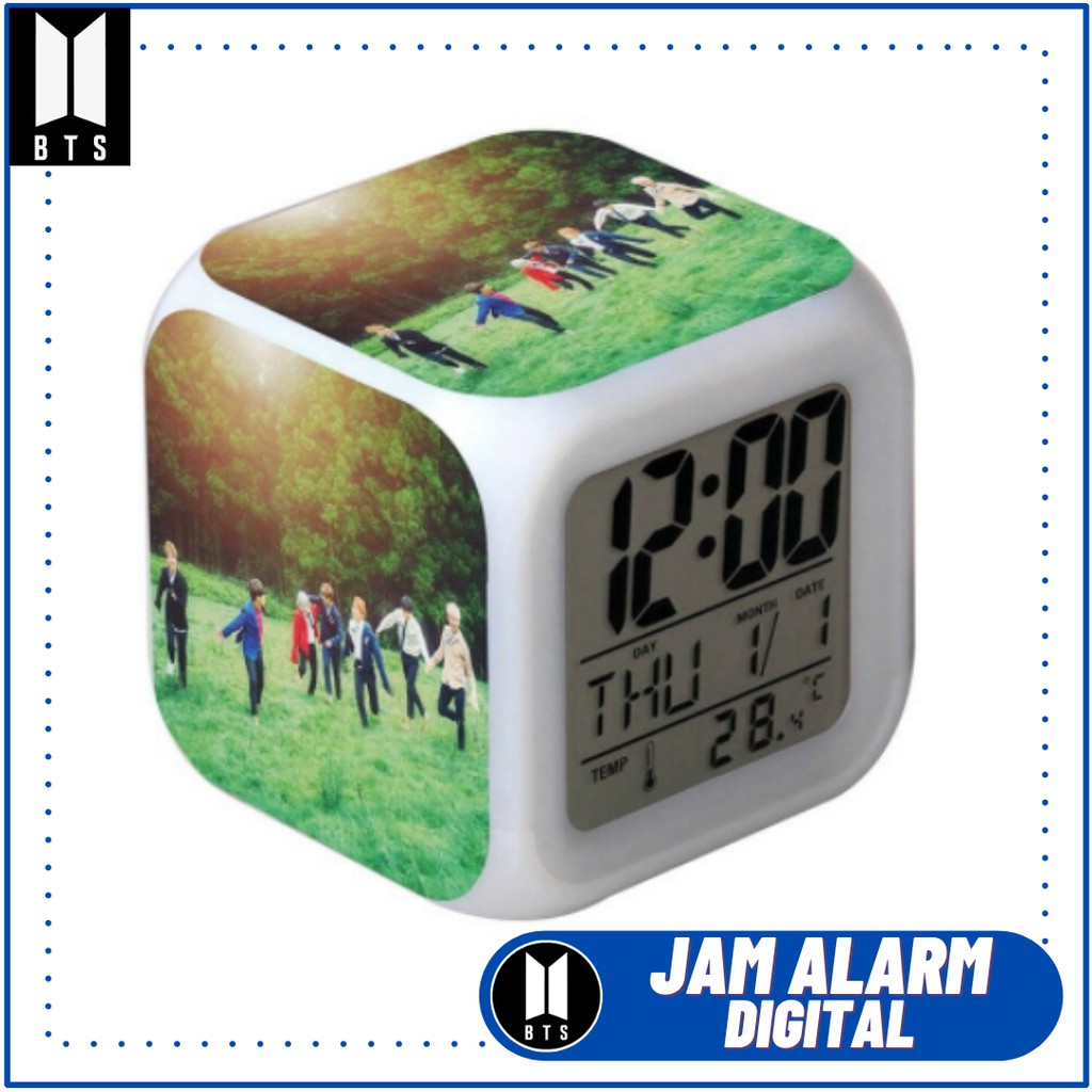 Jual Jam Alarm Meja Kamar Tidur Digital LED Berubah Warna KPOP Bangtan ...