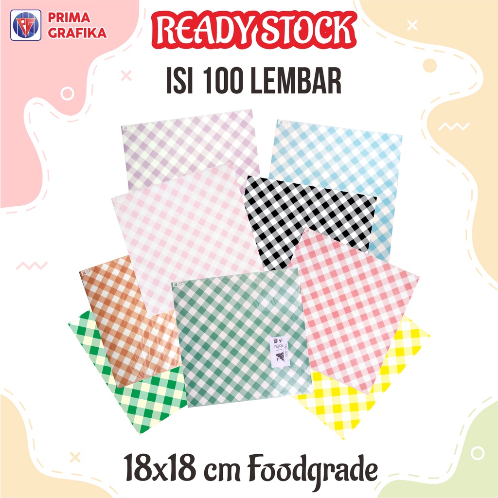 Jual Kertas Roti Motif Kotak-Kotak 18x18 Foodgrade Ready Stock - Wrap ...