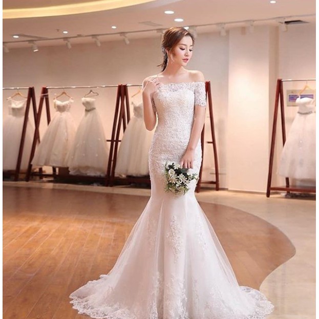 Jual Gaun pengantin Gaun Model Off-Shoulder Sabrina dan Mermaid Bahan ...