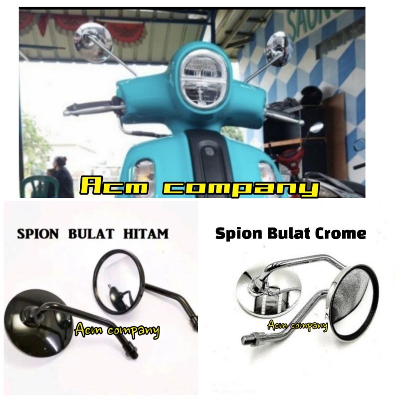 Jual Spion Retro Klasik Bulat Kaca Cembung Custom Honda Yamaha | Shopee ...
