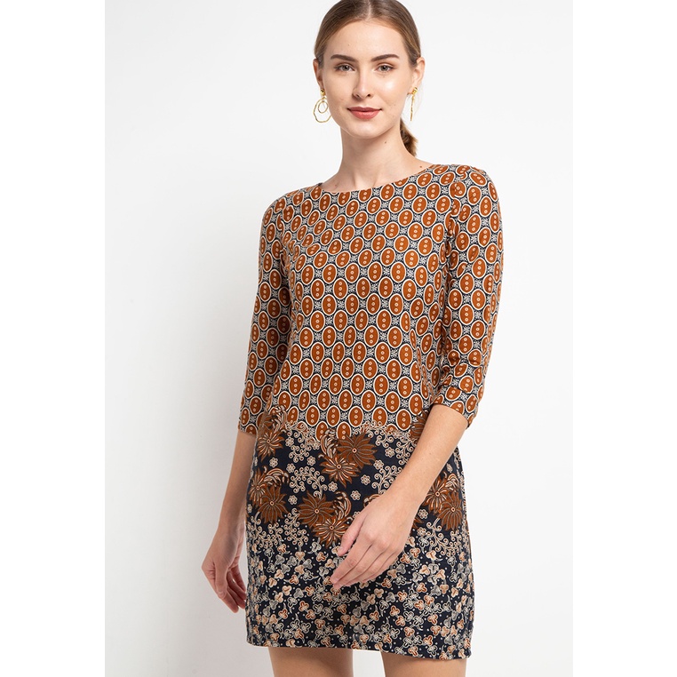 Jual Adikusuma Dress Wanita Batik Bunga Teratai | Shopee Indonesia