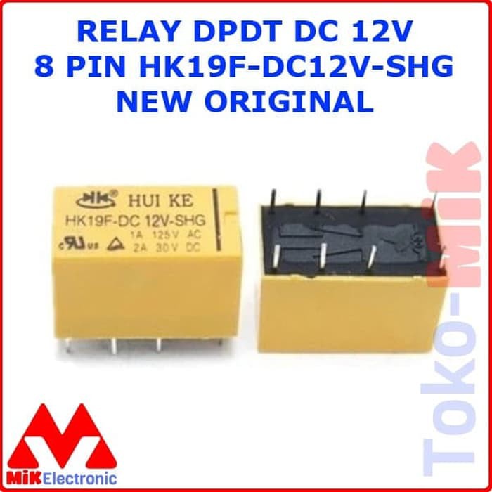 Jual RELAY DPDT DC 12V 12VDC 8 PIN 8 KAKI HK19F-DC12V-SHG NEW ORIGINAL ...