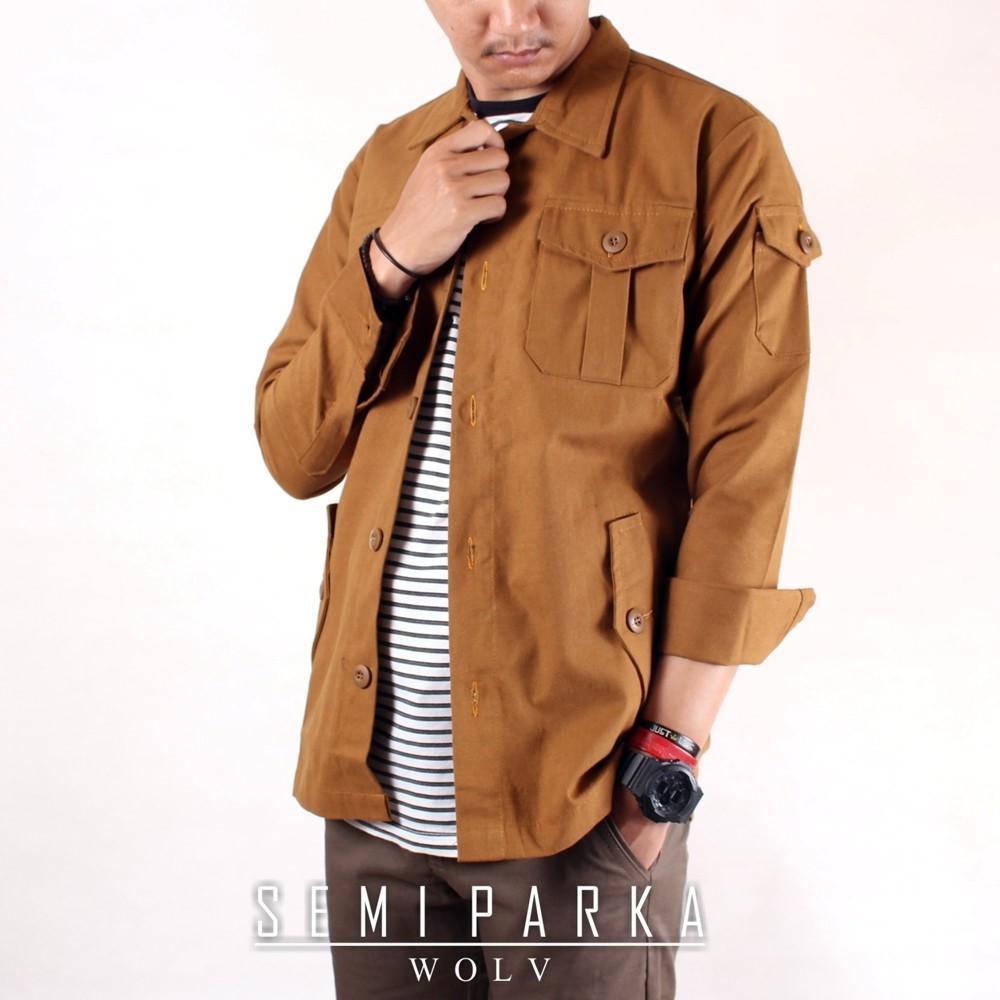 Jual Jaket Semi Parka Caramel Saku Lengan | Shopee Indonesia