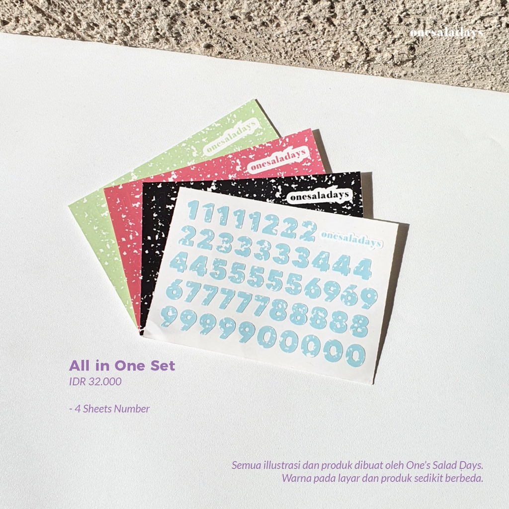 Jual ONESALADAYS Alphabet Number #2 Sticker Sheet / Stiker Huruf Angka ...
