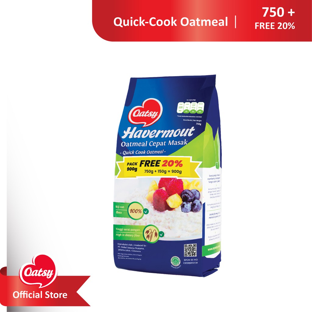 Jual OATSY Quick Cook Oatmeal 750gr Extra 20% - (Single Pack) | Shopee ...