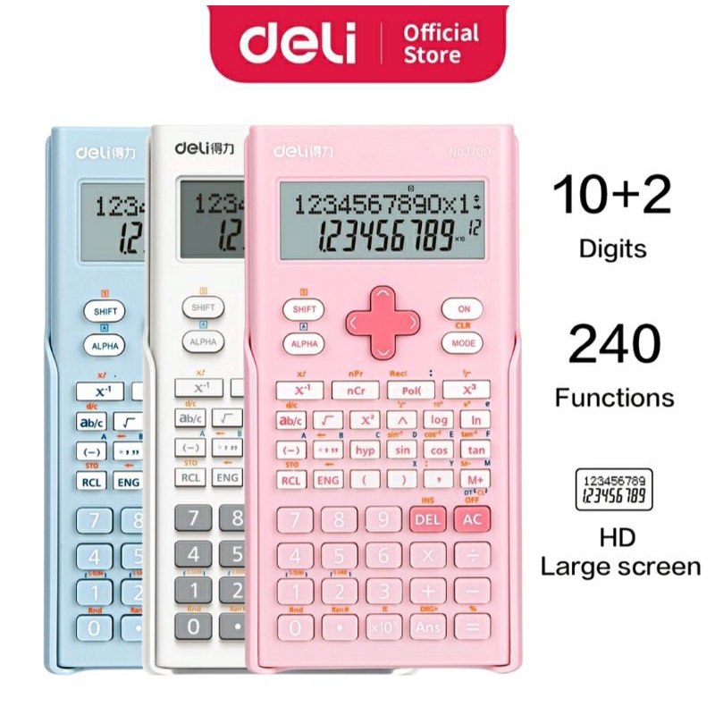 Jual Deli Scientific Calculator / Kalkulator Ilmiah 12 Digit 240 Fungsi ...