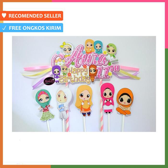Jual TOPPER CAKE BIRTHDAY HIJAB SOLEHA GIRL CUSTOM | Shopee Indonesia