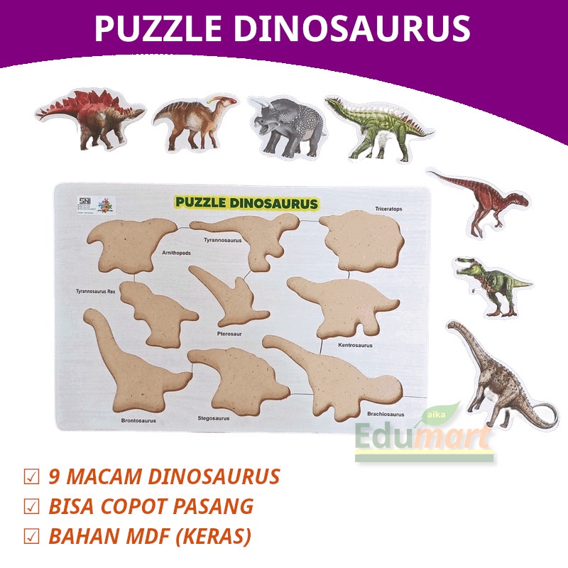 Jual Puzzle Dinosaurus Mainan Edukasi Edukatif Anak Kayu MDF Edutoys ...