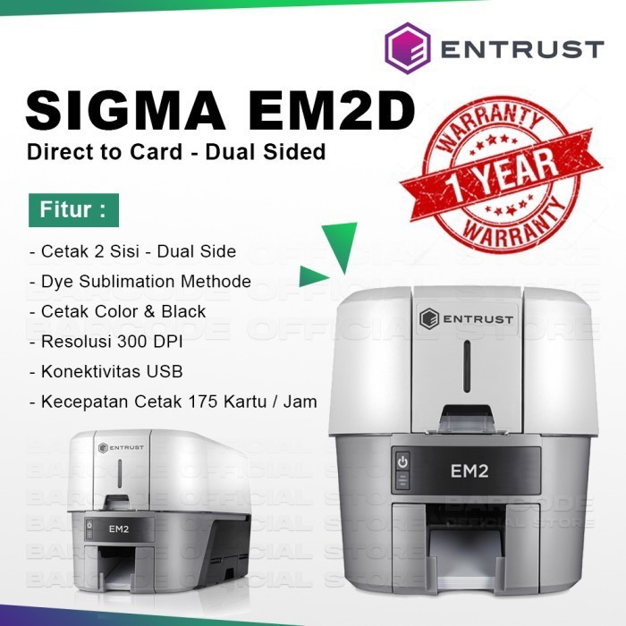 Jual PRINTER CETAK KARTU ID CARD PVC ENTRUST EM2 D DUAL SIDED / 2 SISI ...