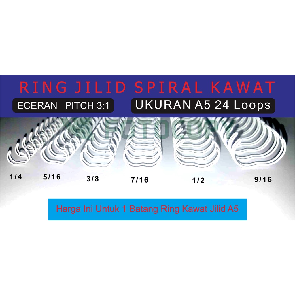 Jual Spiral Kawat/Ring Kawat Jilid, ECERAN 3:1 A5 24 LOOPS | Shopee ...