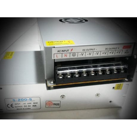 Jual adaptor 5V 40A Power Supply Switching Jaring 5V 40A running teks ...