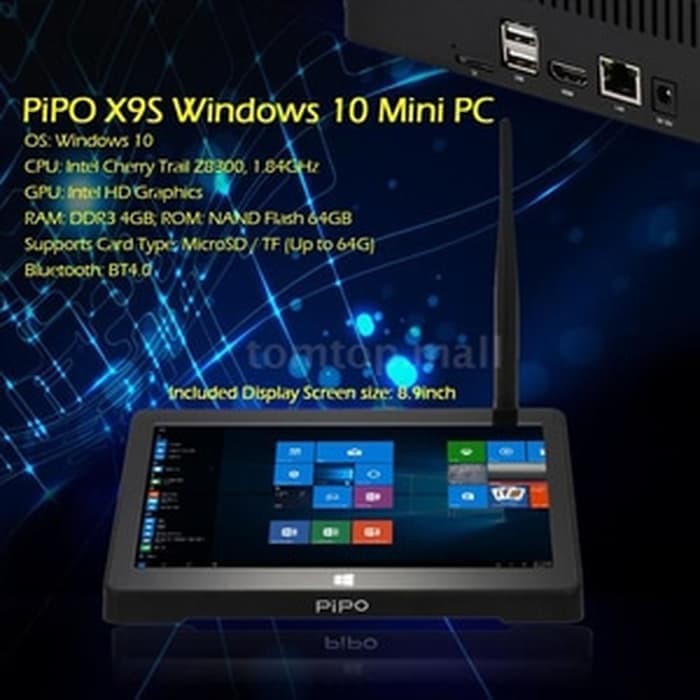 Jual PIPO X9S 4GB 64GB Windows 10 Mini PC Intel Cherry Trail Z8300 8.9 ...