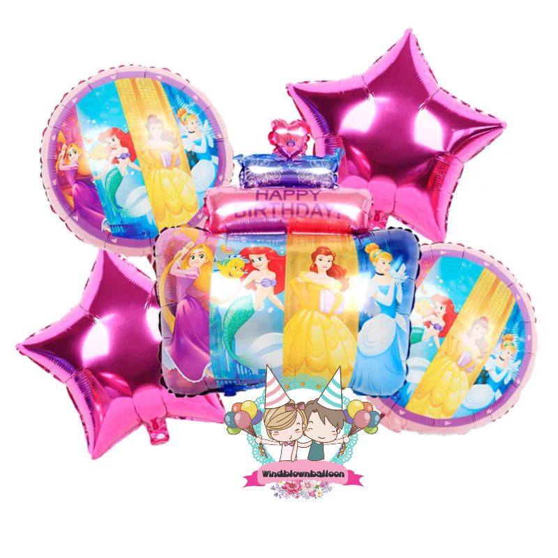 Jual WINDBLOWN BALON SET STAR PRINCESS RAPUNZEL ARIEL BELLE CINDERELLA ...