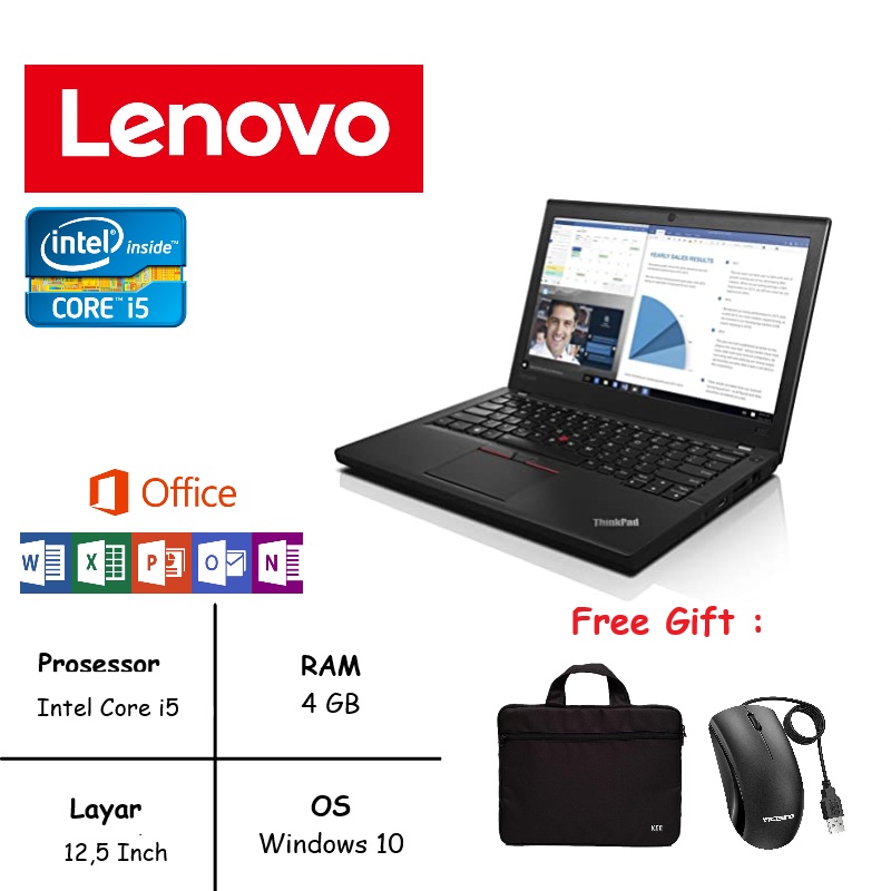 Jual LAPTOP LENOVO THINKPAD X260 INTEL CORE i5 GEN 6 RAM 8GB SSD 256 | Shopee Indonesia