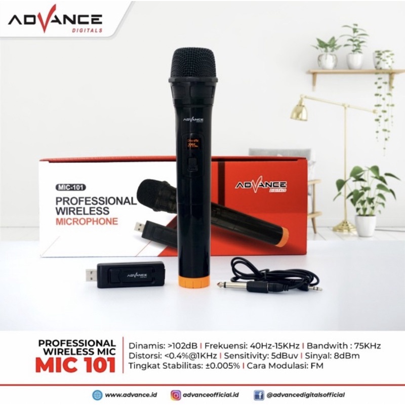 Jual TERMURAH mic Wireless Single Advance Mic-101/Mikropon Nirkabel ...