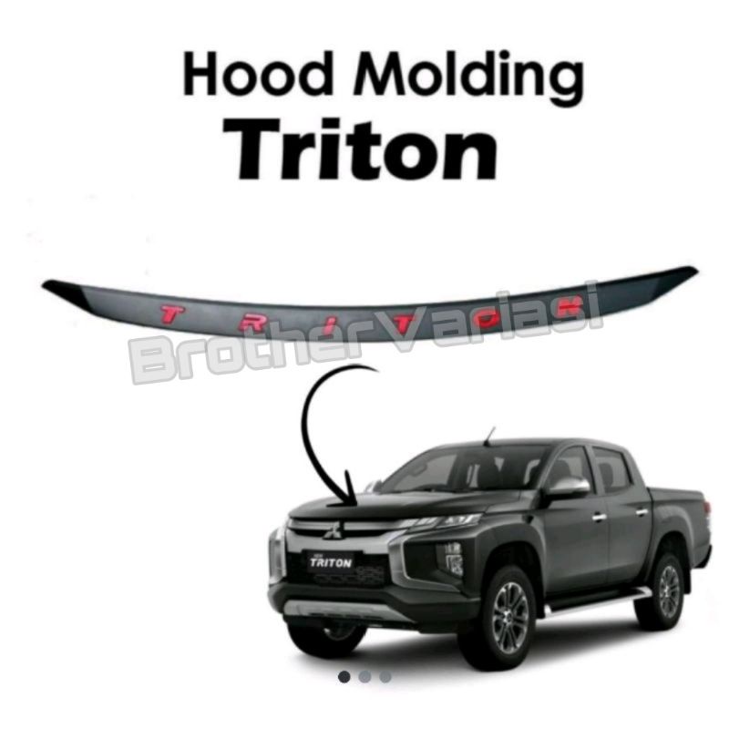 Jual hood molding / list kap mesin all new Triton 2019 hitam emboss ...