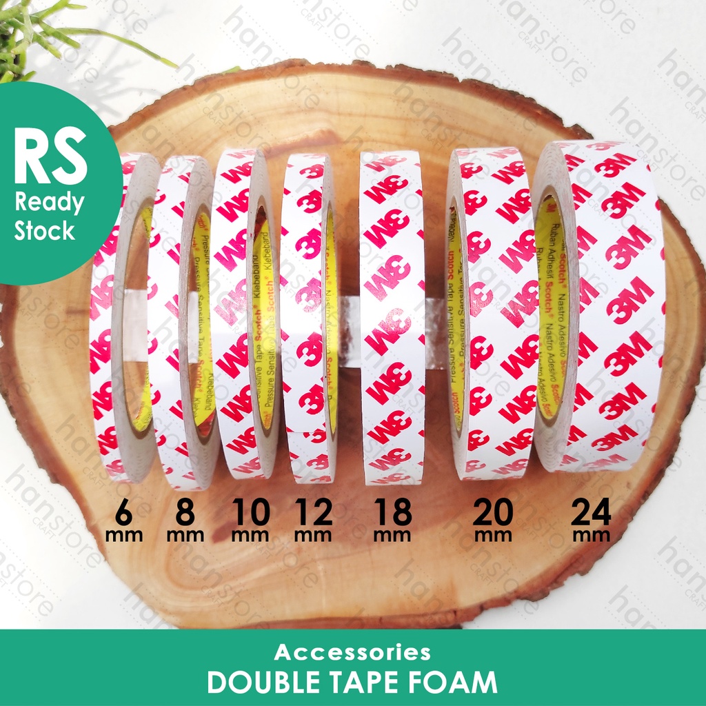 Jual RS Double Tape Foam Putih Hitam 6 8 10 12 15 18 20 24 mm / Selotip ...