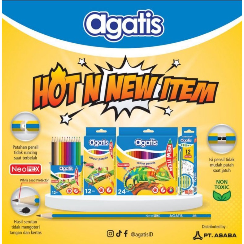 Jual AGATIS NEOPEX HEXAGONAL PERMANENT COLOR PENCIL SET PENSIL WARNA ...