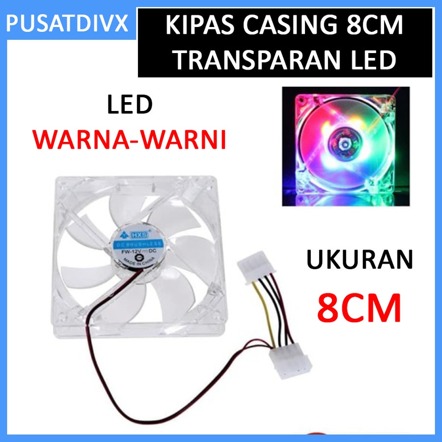 Jual SANJI KIPAS CASING 8CM 80MM LAMPU LED TRANSPARAN WARNA WARNI FAN ...