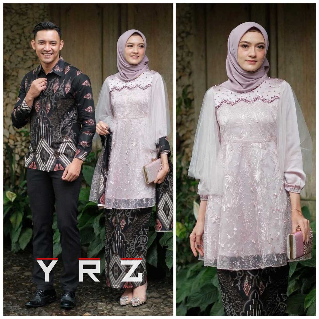 Jual Couple Batik Kebaya Tunik Modern Untuk Acara Tunangan Lamaran ...