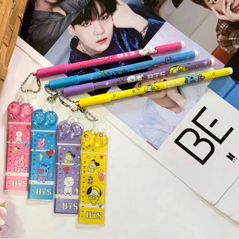 Jual Pulpen Plus Penggaris Edisi BT21 Balpen BallPoint BTS Army ...