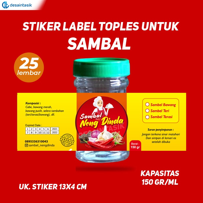 Jual LABEL STIKER SAMBAL BOTOL, TOPLES 150 gr, 100 gr, 200 gr, Cepat ...