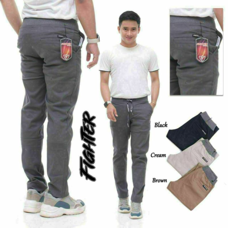 Jual CELANA CHINO RIP FIGHTER PINGGANG KARET BAHAN BOSS DIAMOND MELAR ...