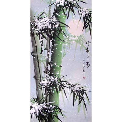 Jual lukisan cetak bambu kena salju plus bingkai uk 65 x45 | Shopee ...