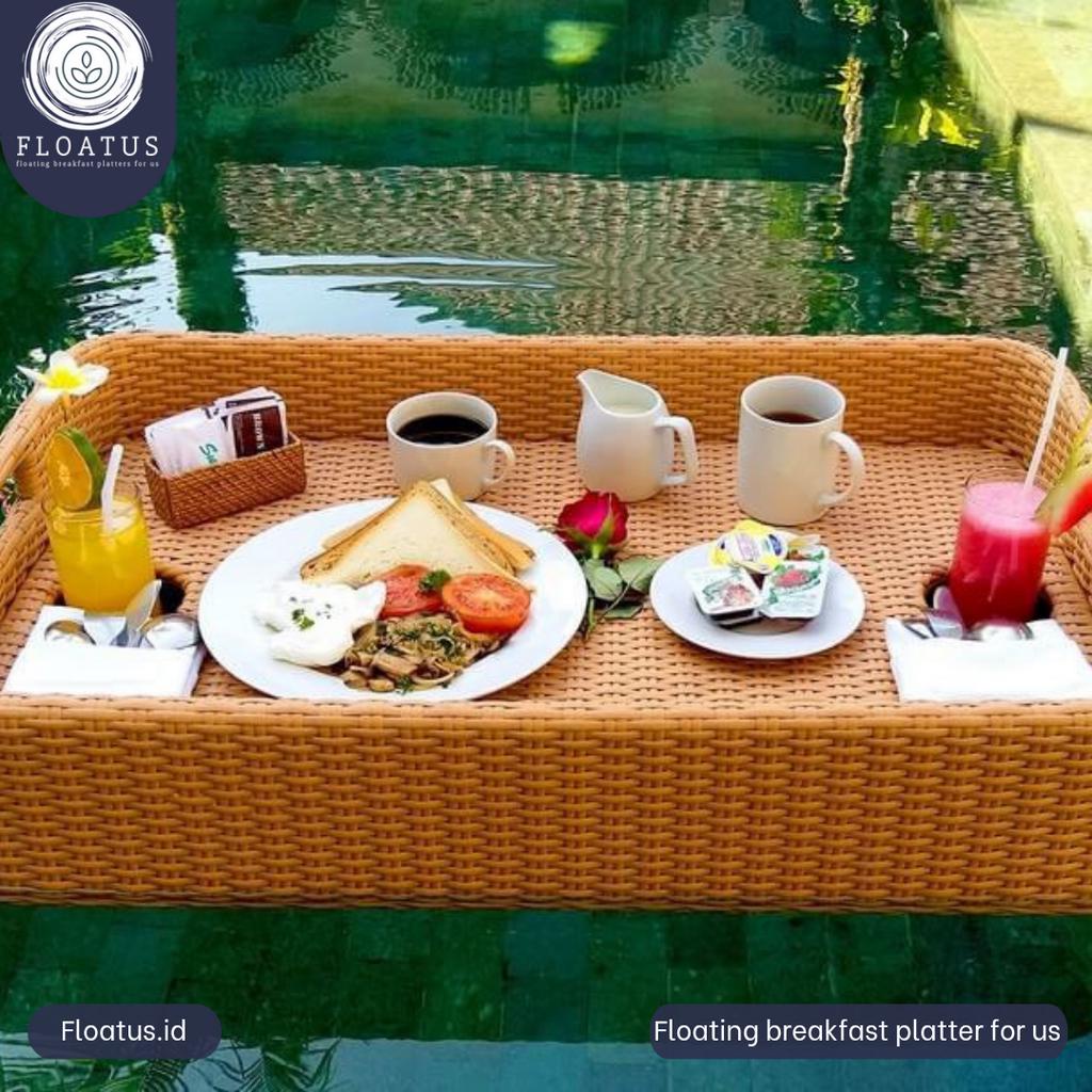 Jual Benoa Rectangle Floating Breakfast Tray Beige W/2 Holder ...