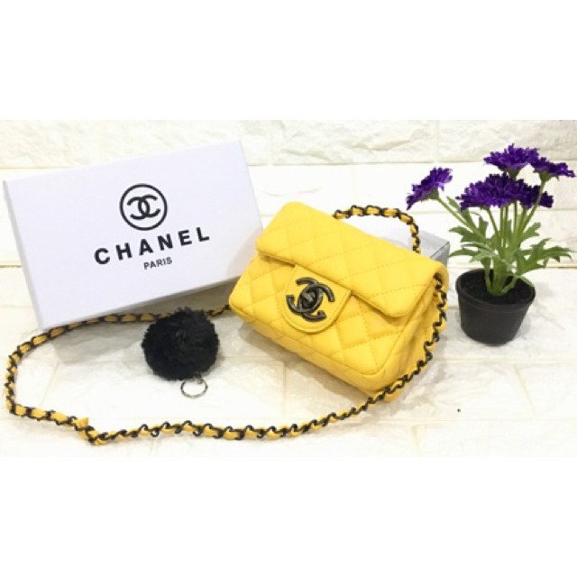 Jual PAKET TAS + BOX CHANEL BABY SLING RANTAI (FREE POM) | Shopee Indonesia