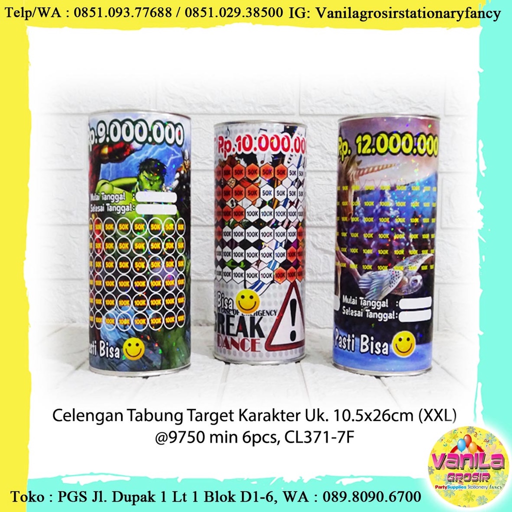 Jual (1Pcs) Celengan Target Ukuran XXL Karakter, celengan kaleng target ...