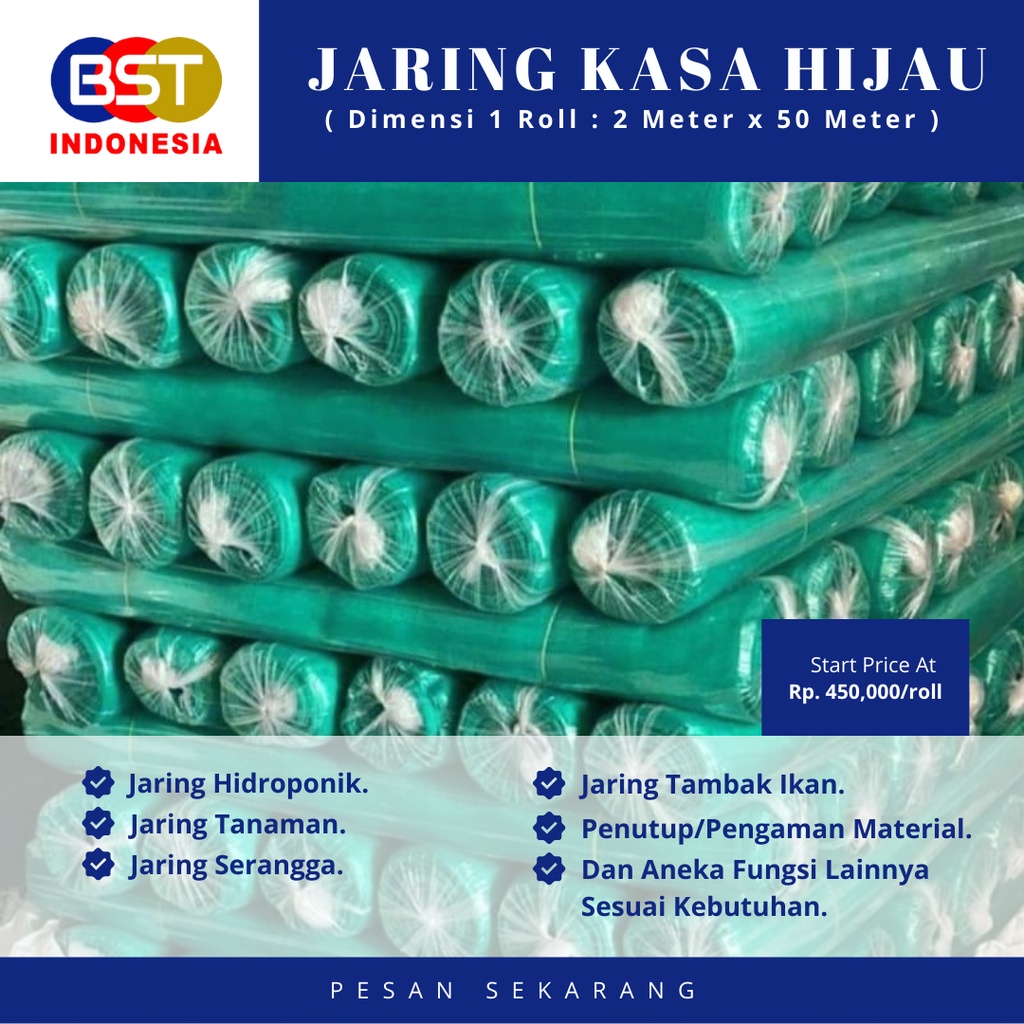 Jual JARING KASA HIJAU ROLLAN 1X10M / 2X50M / JARING PROYEK / JARING ...