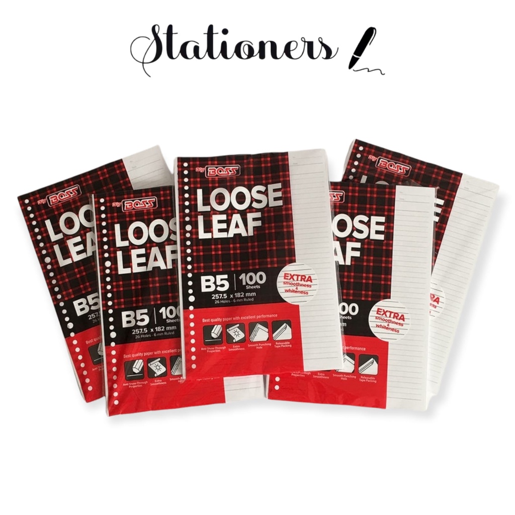 Jual Loose Leaf Big Boss B5 , 26 Holes - Garis isi 100 Lembar | Shopee ...
