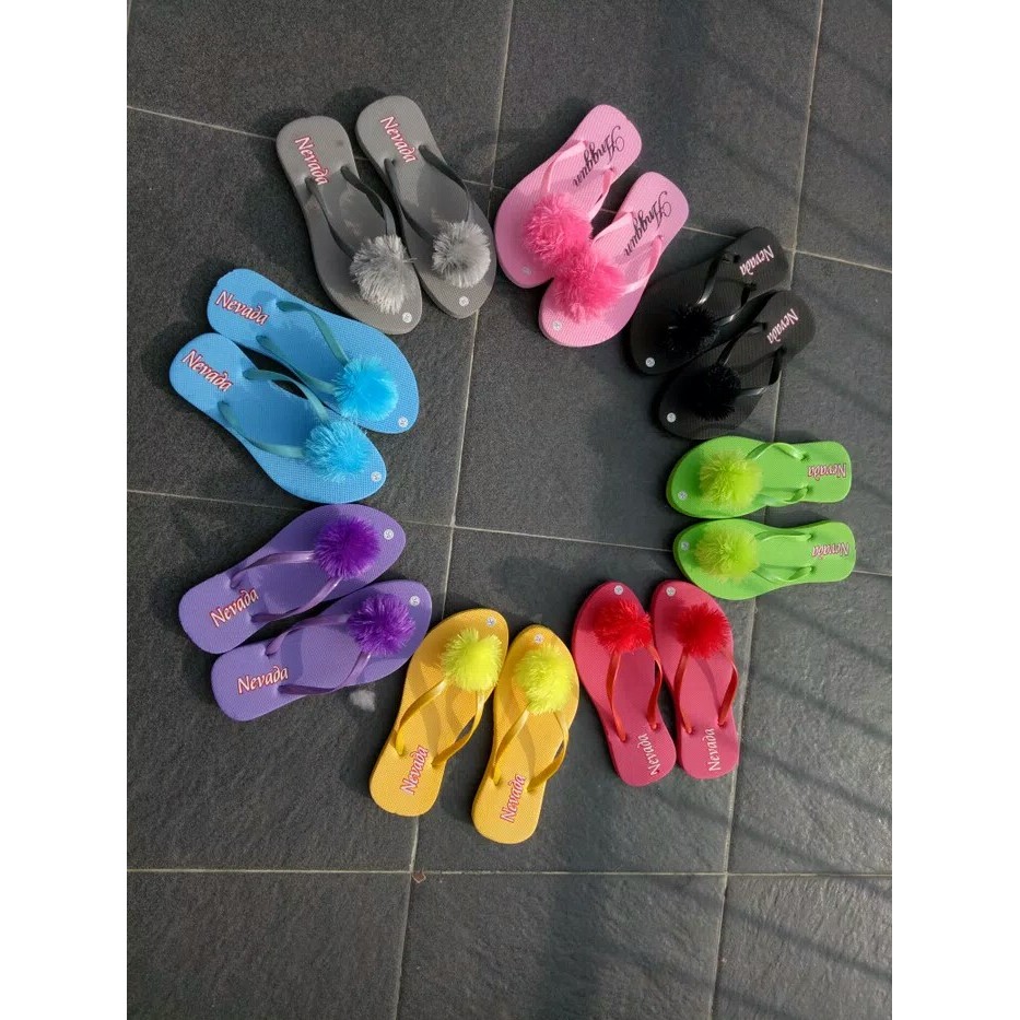 Jual Sale 11- Termurah - Sandal Pom Pom 8 Warna - Merah Muda, 36 ...
