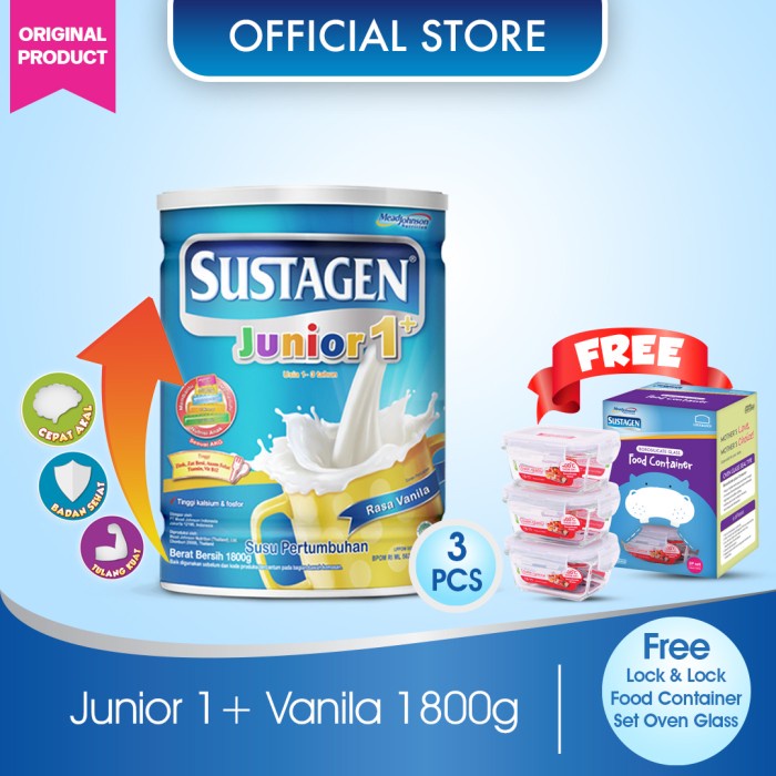 Jual Sustagen Junior Susu Pertumbuhan Vanila 1800gx3 Gratis Hadiah ...