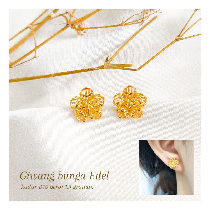 Jual Giwang wanita elegan model bunga edel simpel dan minimalis stylish ...