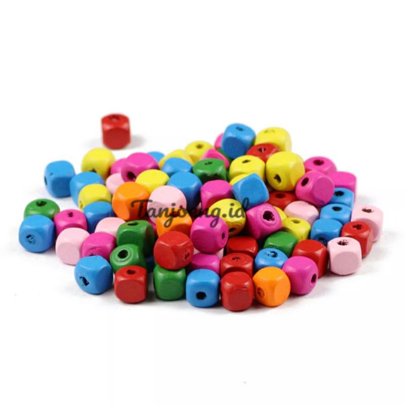 Jual (50 pcs) Manik Manik Kayu Mote Kayu Makrame Wooden Beads Bahan ...