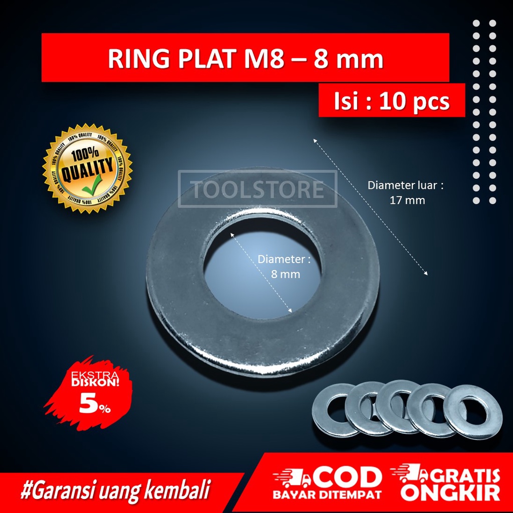 Jual Ring Plat Bulat O Baut Murah 10 PCS Bahan Galvanis M8 diameter 8 ...