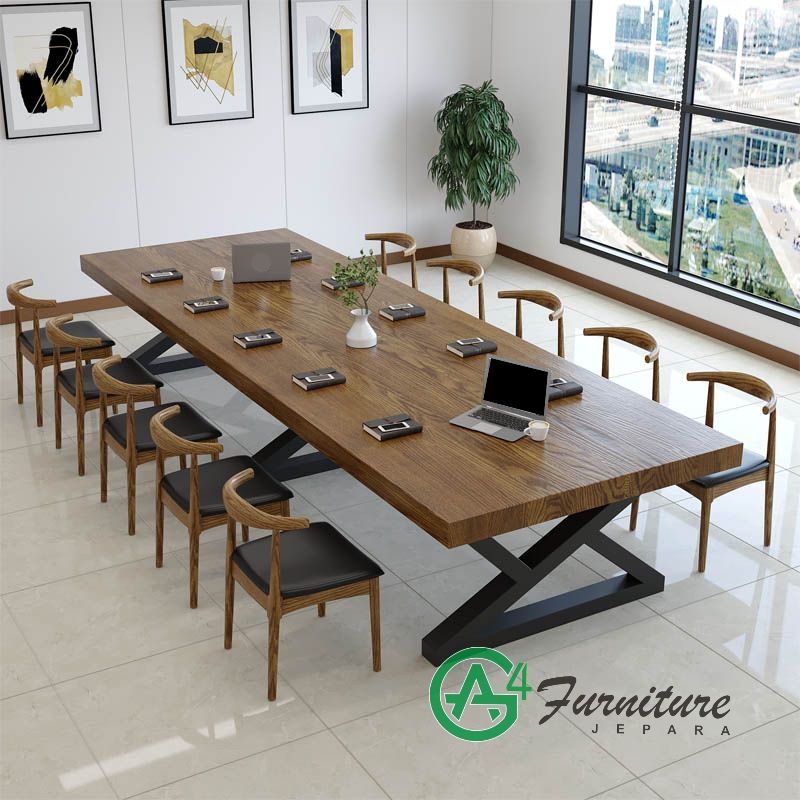 Jual Meja Rapat Panjang Minimalis 10 Kursi - Kayu Jati | Shopee Indonesia