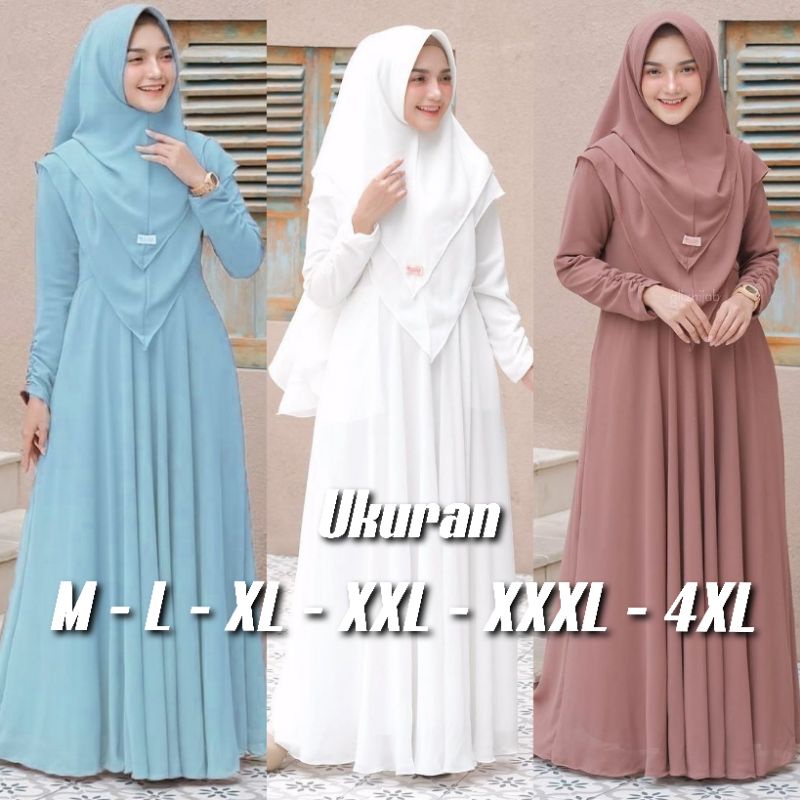Jual GAMIS SYARI UKURAN M L XL XXL XXXL 4XL PLUS KHIMAR 2 LAYER BUSUI JUMBO MURAH DRESS PESTA ...