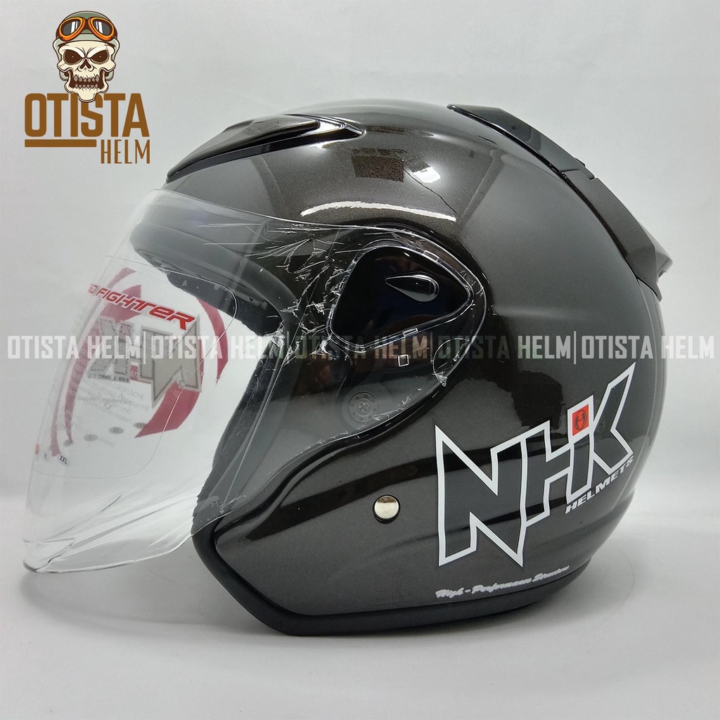 Jual HELM HALF FACE NHK R6 SOLID GUNMETAL GLOSSY SINGLE VISOR | Shopee ...