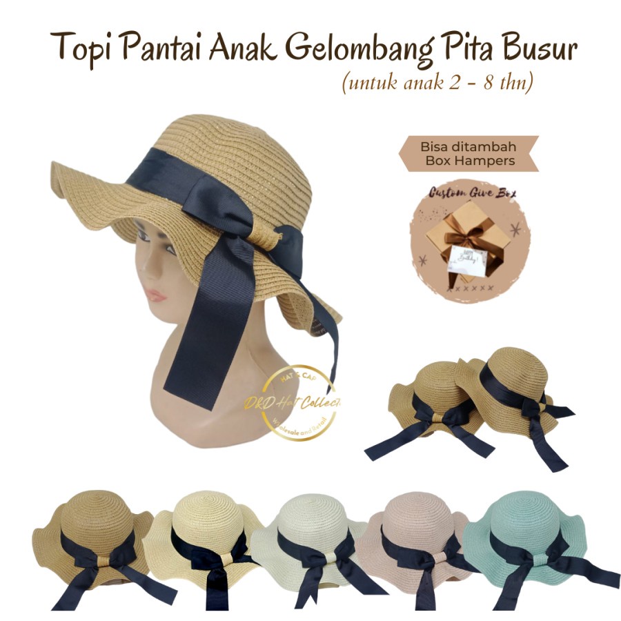 Jual Topi Pantai Anak Gelombang Motif Pita Busur | Shopee Indonesia
