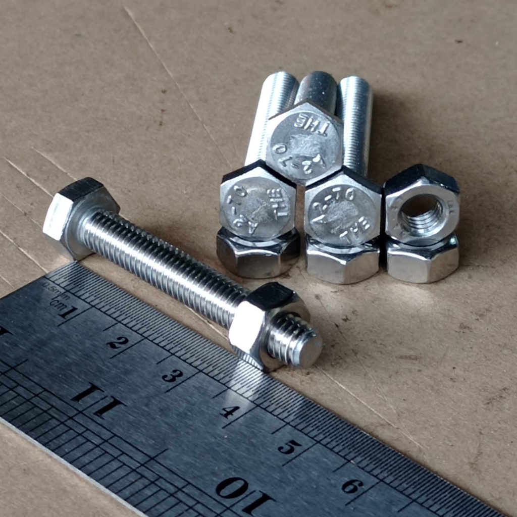 Jual BAUT M6X40 STAINLESS STEEL SS PANJANG 4CM 4 CM 40MM BAUT MUR M6 X 40 SUS 304 ANTI KARAT ...