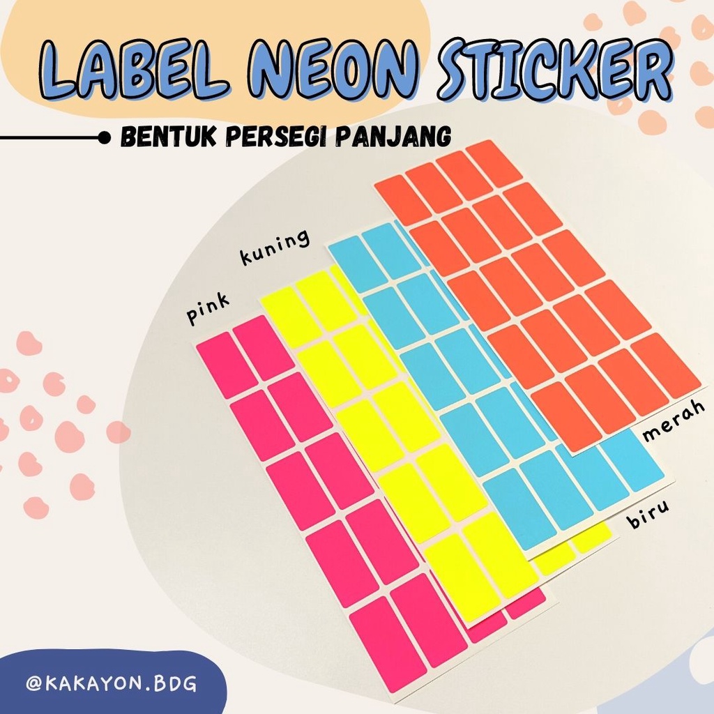 Jual Stiker Reward Label Persegi Panjang Polos Warna Neon Fluorescent ...