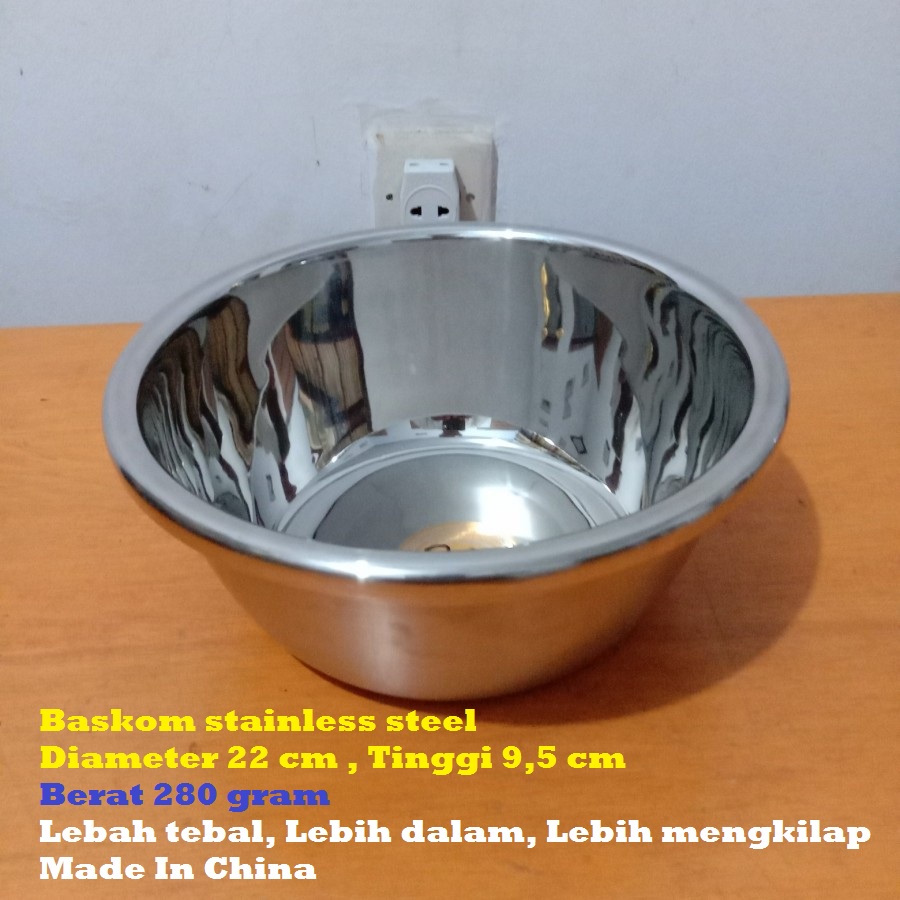 Jual Baskom stainless steel tebal dalam diameter 22 cm tinggi 9,5 cm ...