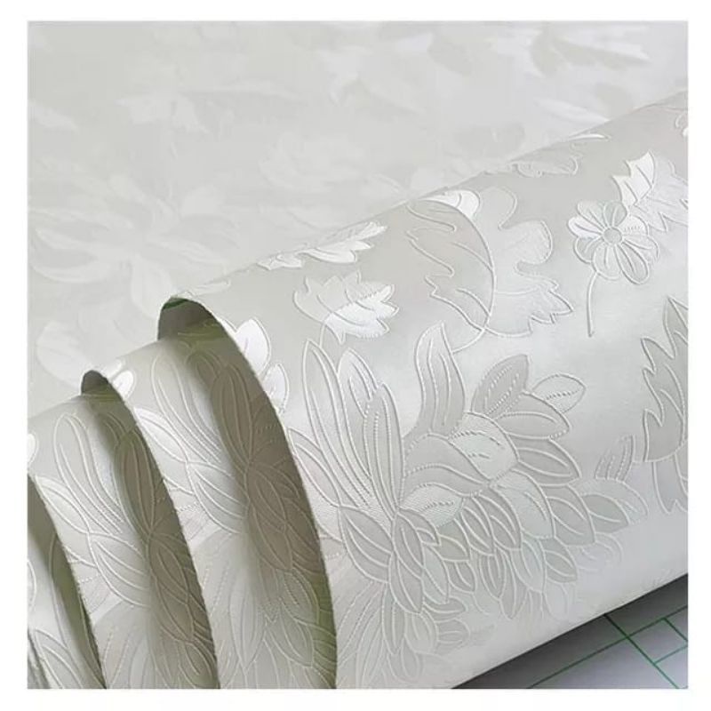 Jual Wallpaper Sticker Dinding Polos Putih Tekstur Daun Mewah Elegan Kekinian Berkualitas Cocok ...