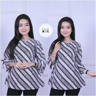 Jual ATASAN BATIK MOTIF PADI TRUNTUM HITAM LENGAN LONCENG SERAGAM BATIK ...