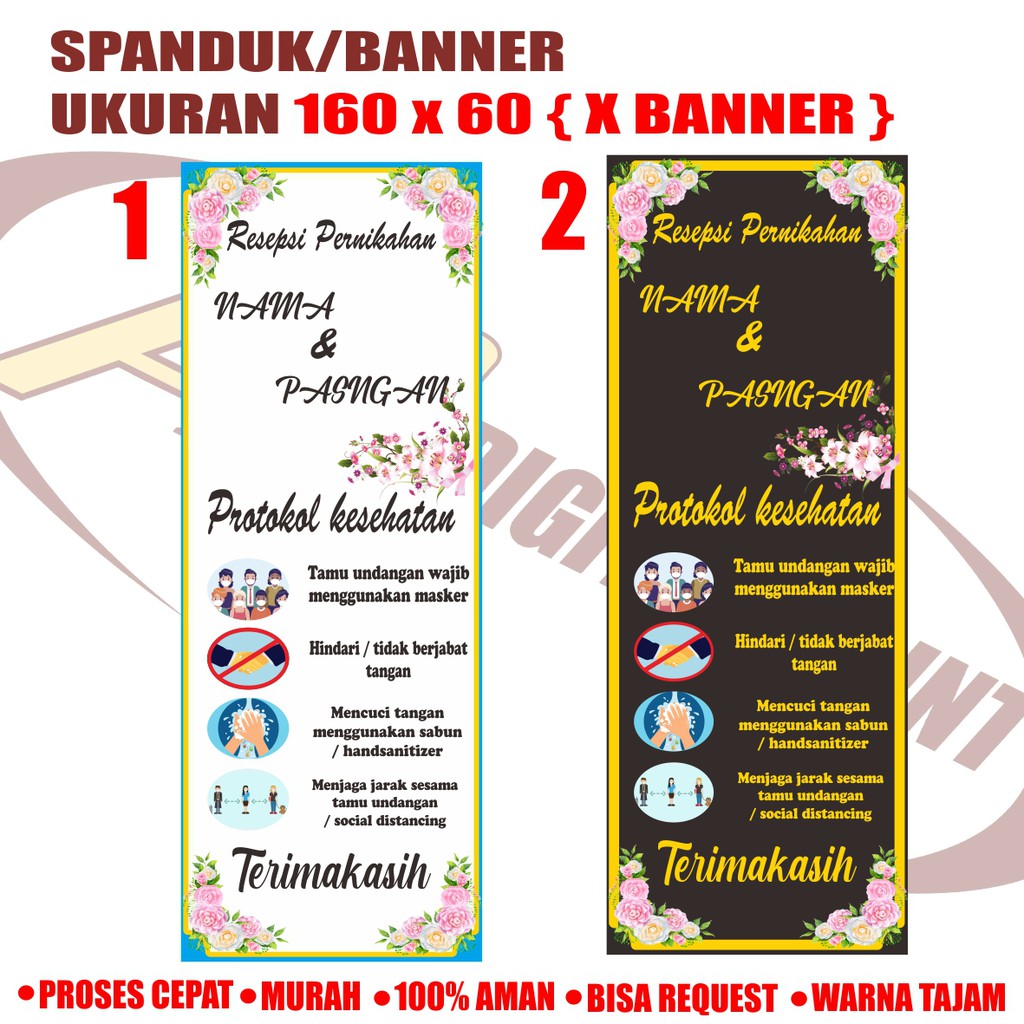 Jual BANNER/SPANDUK PERNIKAHAN PROTOKOL KESEHATAN UKURAN 160X60, (X ...