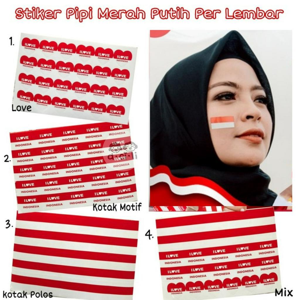 Jual Per LEMBAR Sticker Pipi Muka Tangan Stiker Bendera Merah Putih ...