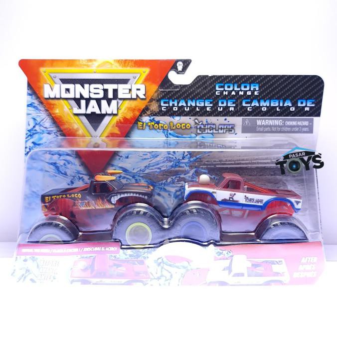 Jual Monster Jam 1:64 Scale Color Change El Toro Loco Vs Cyclops ...